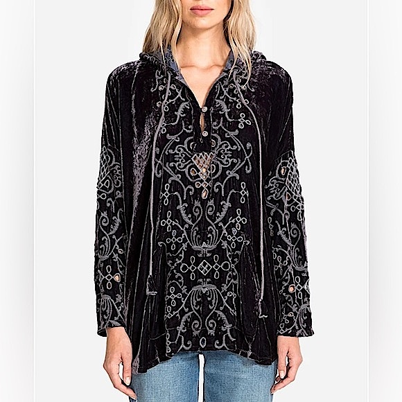 Johnny Was | Tops | Johnny Was Sonya Dark Blue Velvet Cover Up Xs ...